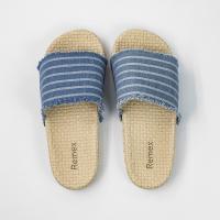 China Straw Textured Sole Denim Slide Sandals , 38EU Slip Resistant Sandals Womens for sale