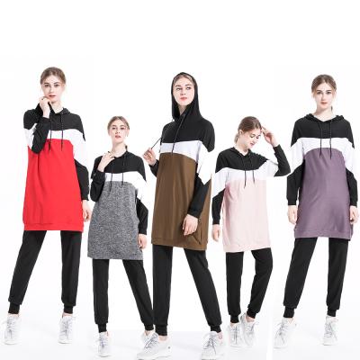 China 8027 Kuwii Spring Autumn QUICK DRY Wholesale Milk Shreds Women Clothing Fashion Islamic Muslim Sportswear Loungewear With Hooded Two Piece for sale