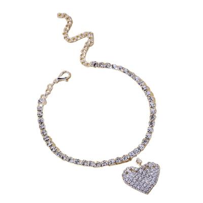 China New Fashion Trendy Diamond Jewelry Women's Ins Heart Shaped Anklets for sale