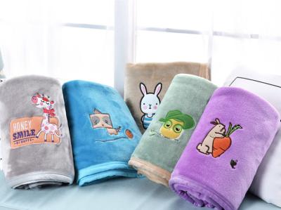 China Cute Kids Cartoon Soft Flannel Fleece Blanket Animal Print For Christmas Gift for sale